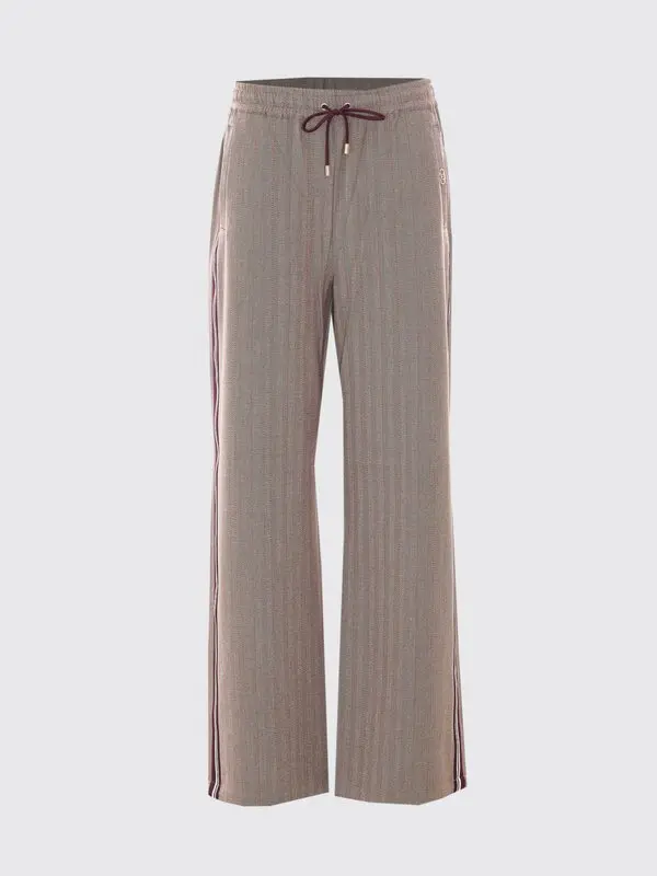 Liu Jo Striped Straight-leg Trousers In Viscose Blend With Elasticated Waist