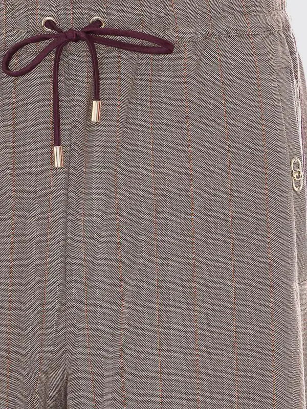 Liu Jo Striped Straight-leg Trousers In Viscose Blend With Elasticated Waist
