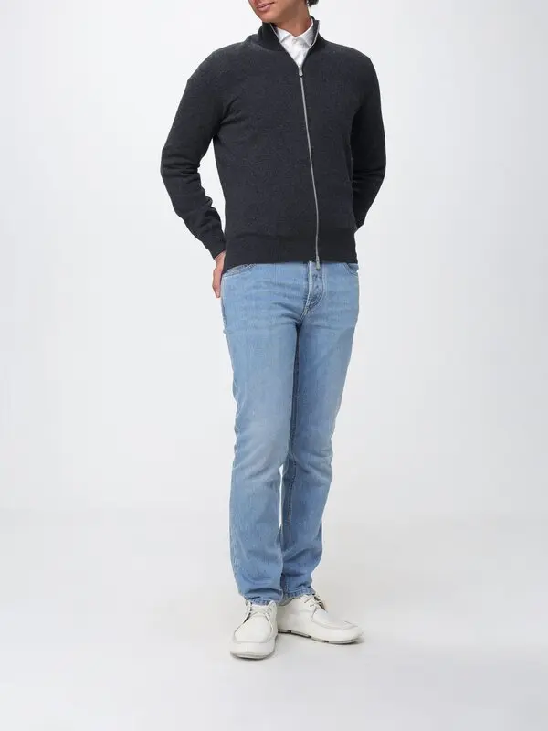 Brunello Cucinelli Slim Fit Zip-up Cashmere Turtleneck Cardigan - Grey