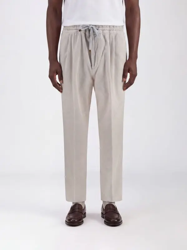 Brunello Cucinelli Velvet Drawstring Trousers - Ice