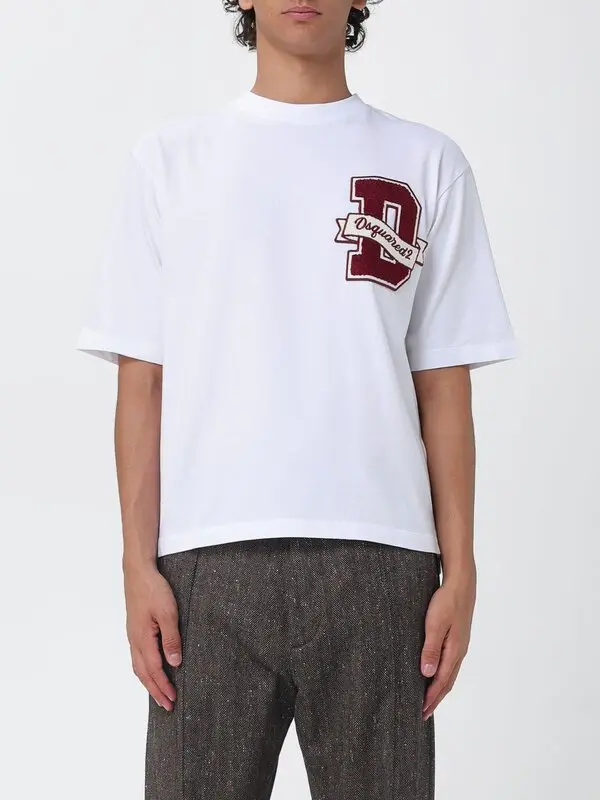 Dsquared2 Cotton T-shirt With Embroidered Logo And Dropped Shoulders