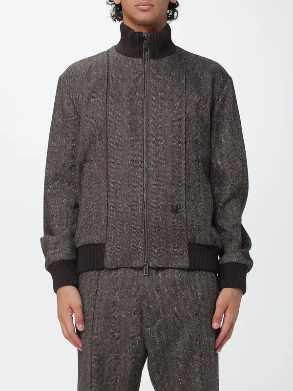 Dsquared2 Chevron Wool-blend Bomber Jacket With Turtleneck Collar