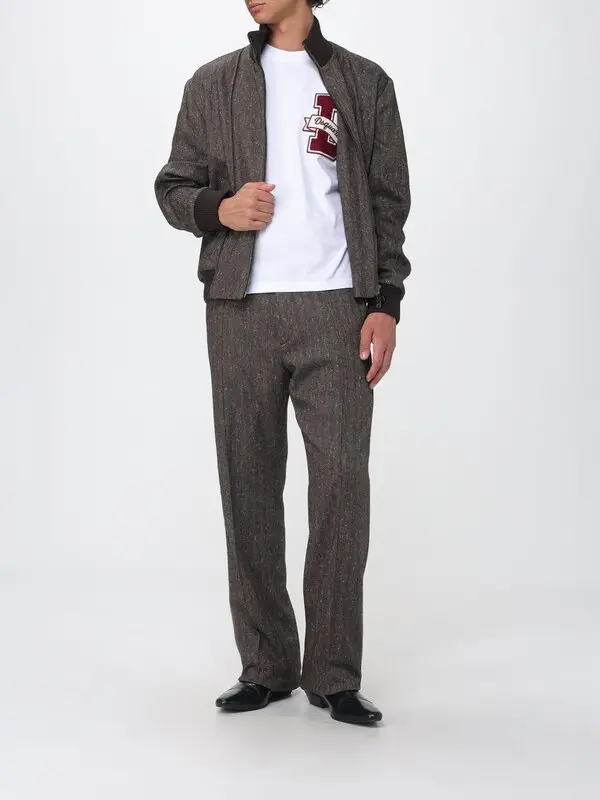 Dsquared2 Chevron Wool-blend Bomber Jacket With Turtleneck Collar