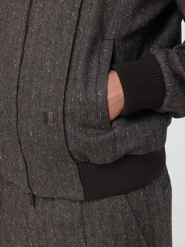 Dsquared2 Chevron Wool-blend Bomber Jacket With Turtleneck Collar