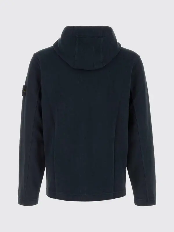 Stone Island Compass Logo Cotton Zip-up Hoodie - Blue