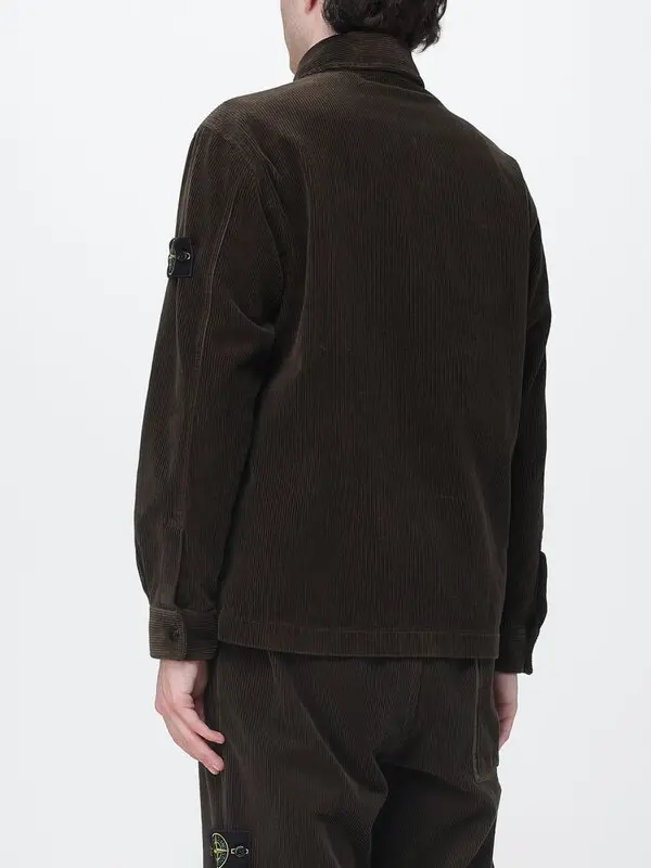 Stone Island Velvet Shirt Jacket With Compass Logo - Grey