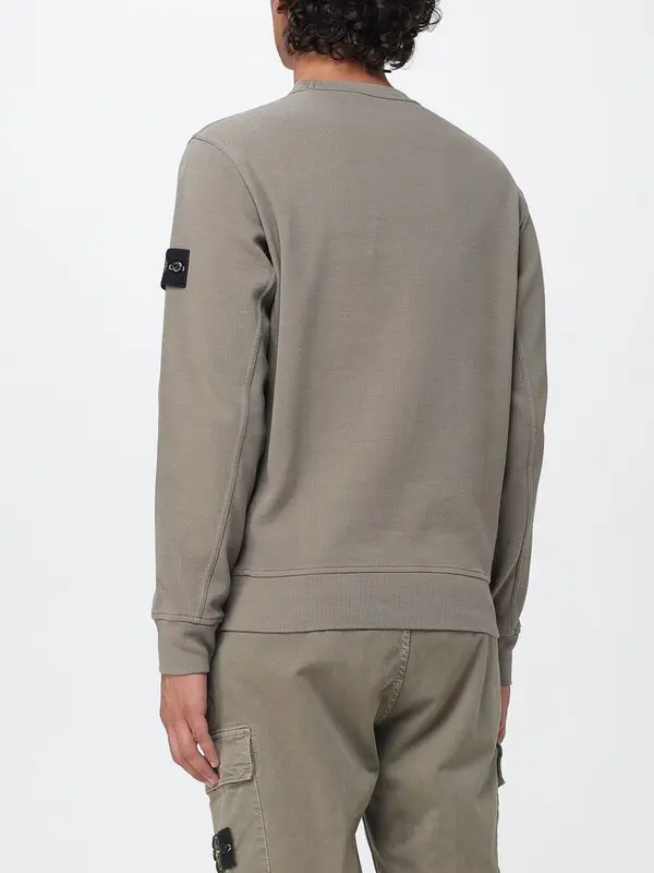 Stone Island Compass Logo Patch Cotton Crewneck Sweatshirt - Military