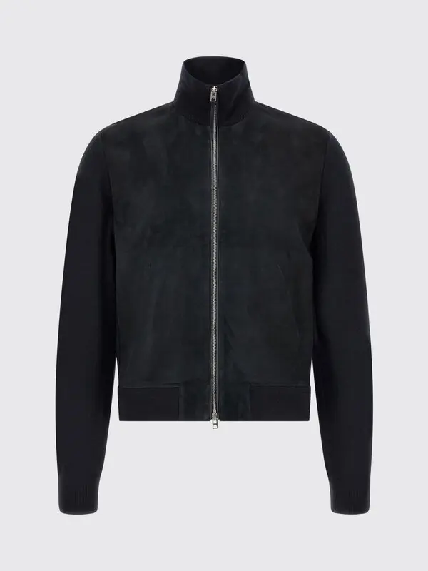 TOM FORD Suede And Knit Zip-up Cardigan - Blue