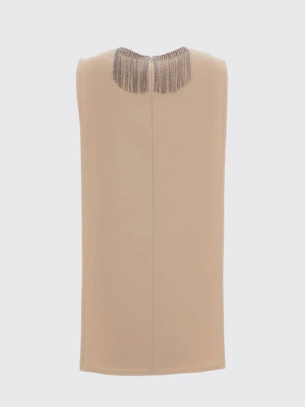 Sportmax Cady Sheath Mini Dress With Jewel Collar And Rhinestones - Beige