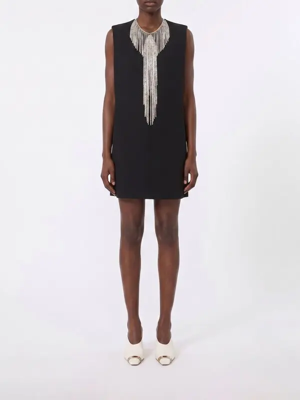 Sportmax Cady Sheath Mini Dress With Jewel Collar And Rhinestones