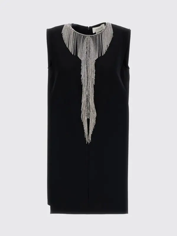 Sportmax Cady Sheath Mini Dress With Jewel Collar And Rhinestones
