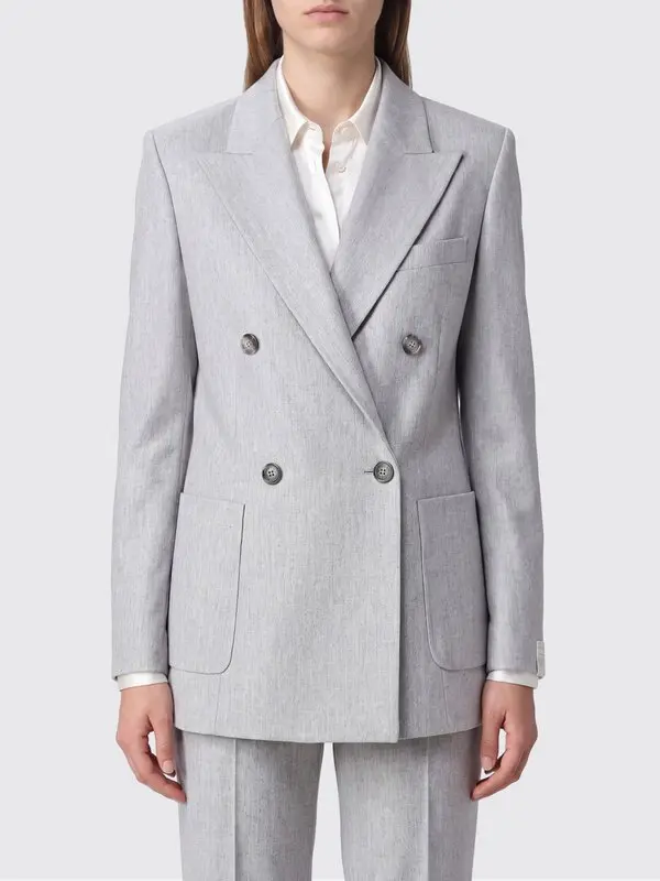 Eleventy Double-breasted Wool And Cashmere Blend Blazer With Peak Lapels