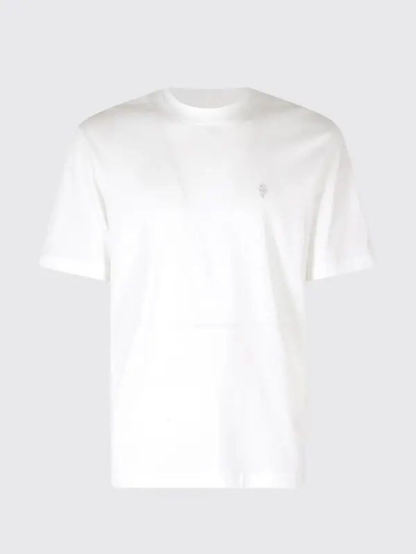 Eleventy Slim Fit Crewneck T-shirt In Pure Cotton With Tone-on-tone Logo - White