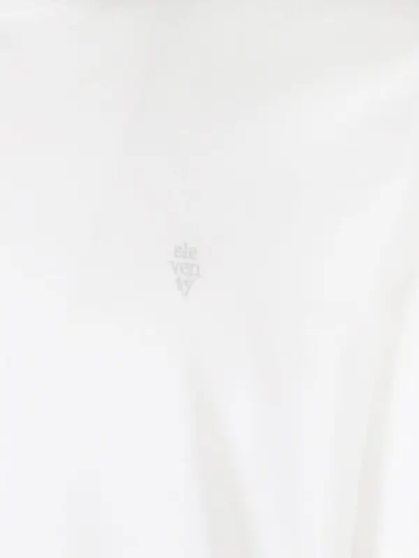 Eleventy Slim Fit Crewneck T-shirt In Pure Cotton With Tone-on-tone Logo - White