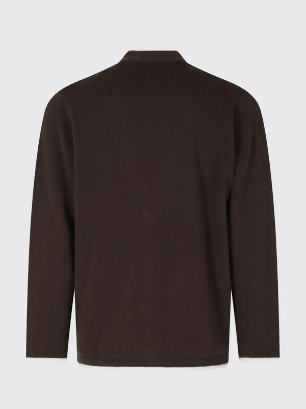 Eleventy V-neck Wool And Cashmere Blend Cardigan With Contrast Trims