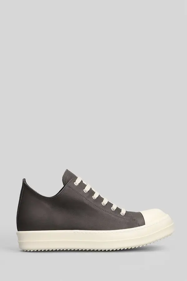 Rick Owens Low-top Leather Lace-up Sneakers With Rubber Sole - Nero