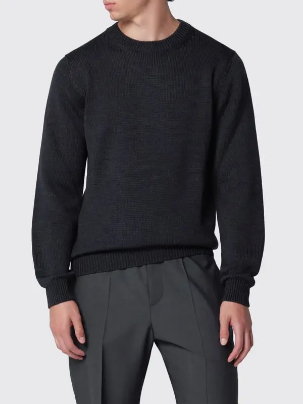 ROBERTO COLLINA Crewneck Long-sleeved Jumper In Fine Merino Wool - Charcoal