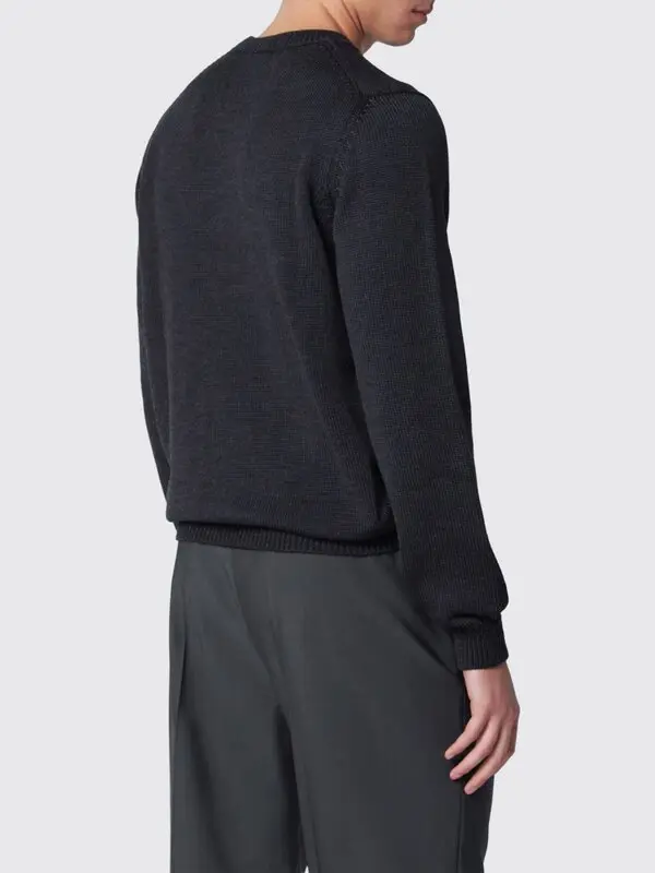 ROBERTO COLLINA Crewneck Long-sleeved Jumper In Fine Merino Wool - Charcoal