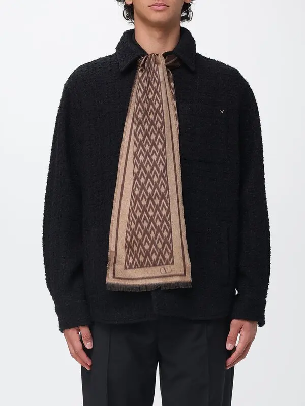 Valentino Garavani Silk Scarf With Printed Logo And Fringed Edges