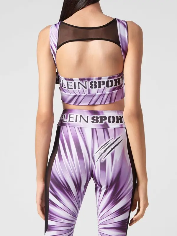 PLEIN SPORT Cropped Graphic Print Sports Top - Lilac