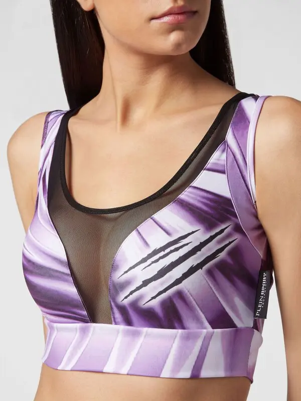 PLEIN SPORT Cropped Graphic Print Sports Top - Lilac