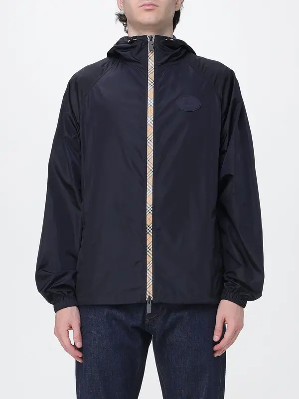 Burberry Lightweight Nylon Hooded Windbreaker Jacket With Ekd Logo