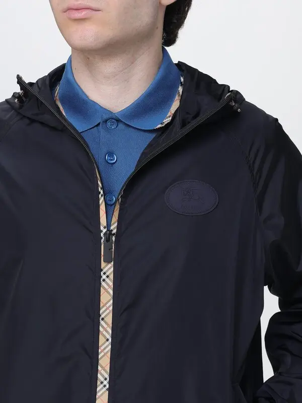 Burberry Lightweight Nylon Hooded Windbreaker Jacket With Ekd Logo