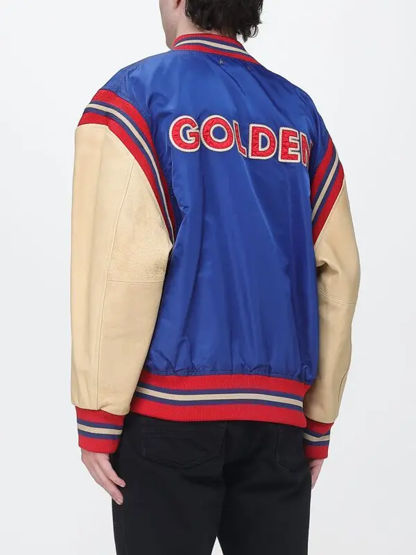 GOLDEN GOOSE College-style Nylon Bomber Jacket With Contrasting Logo - Navy