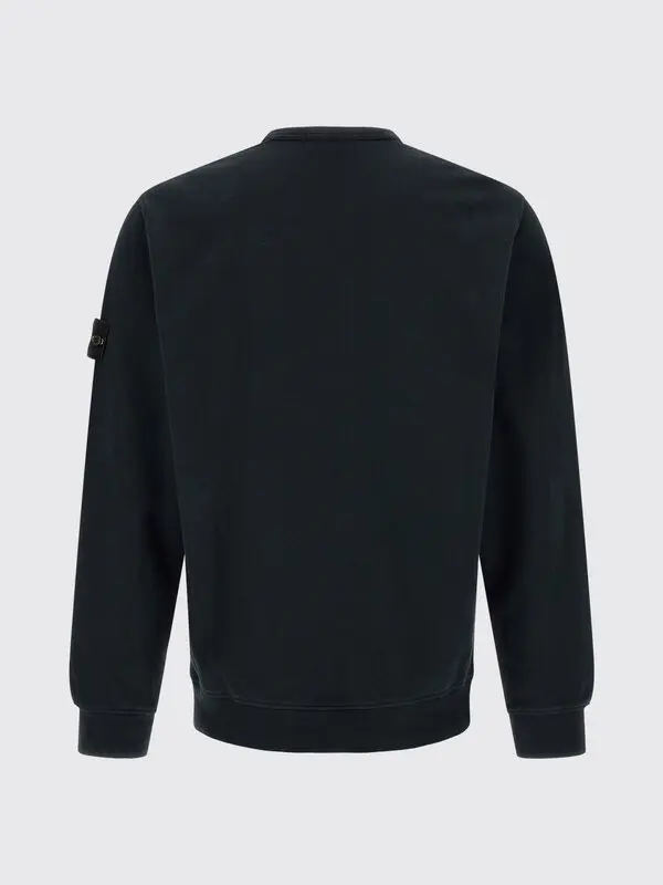 Stone Island Crewneck Jumper In Cotton Jersey With Compass Logo Patch - Blue 1