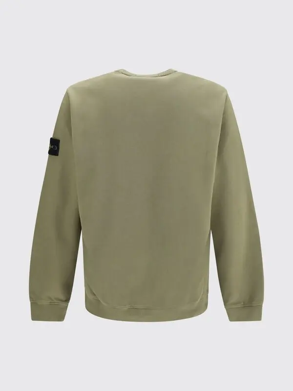 Stone Island Crewneck Jumper In Cotton Jersey With Compass Logo Patch - Military