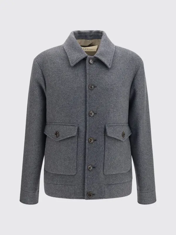 Valentino Garavani Single-breasted Short Wool-blend Coat With Classic Collar