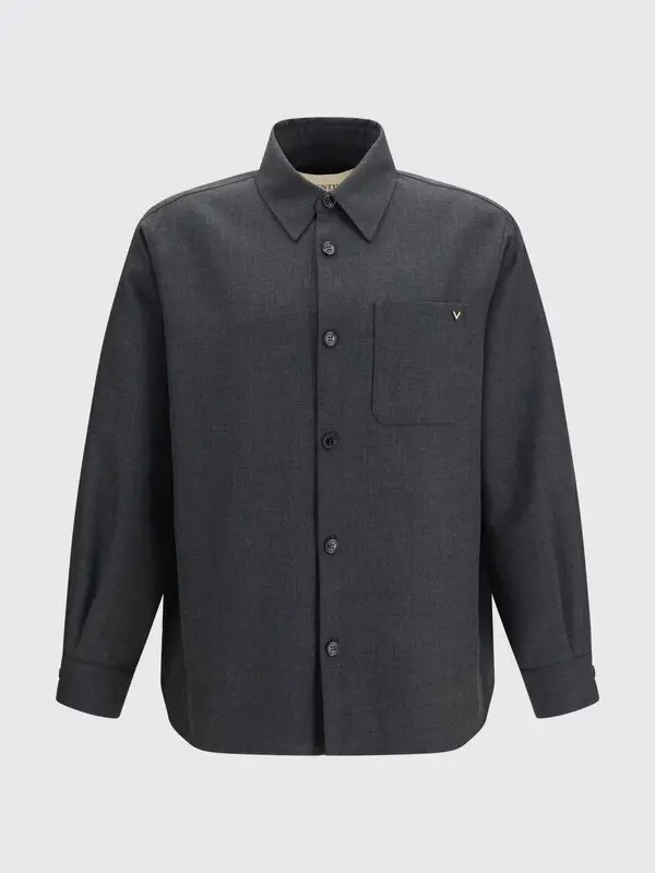Valentino Garavani Wool Blend Shirt Jacket With Patch Pocket And Vlogo Signature