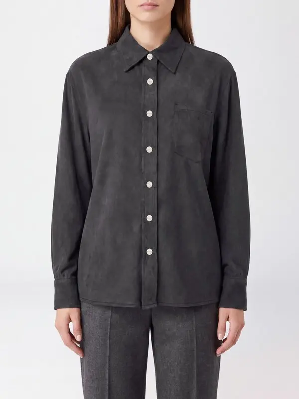 Pinko Cupro And Viscose Twill Shirt With Dropped Shoulders - Black