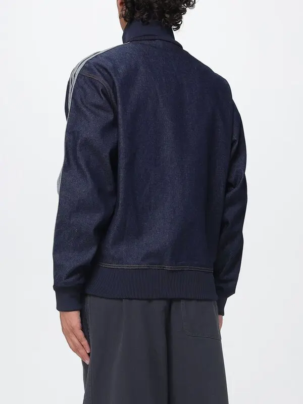 ADIDAS ORIGINALS Cotton Denim Zip-up Sweatshirt With Turtleneck And 3-stripes Logo