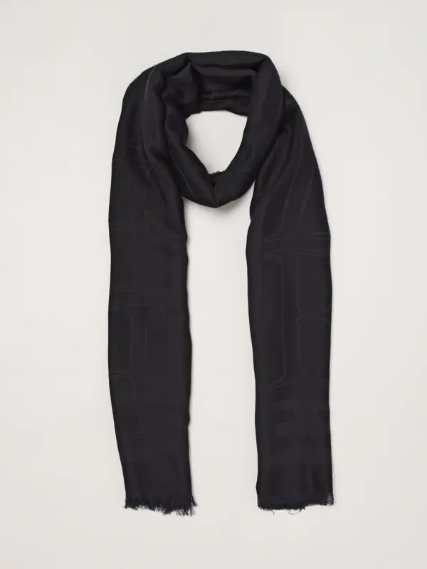Elisabetta Franchi Modal And Viscose Scarf With Jacquard Logo And Fringed Edges - Blue