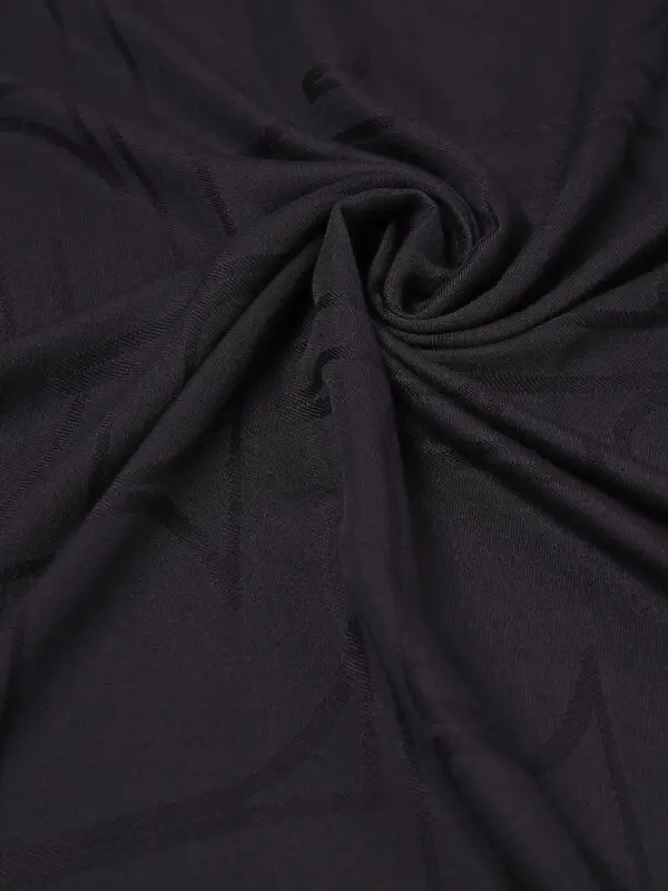Elisabetta Franchi Modal And Viscose Scarf With Jacquard Logo And Fringed Edges - Blue