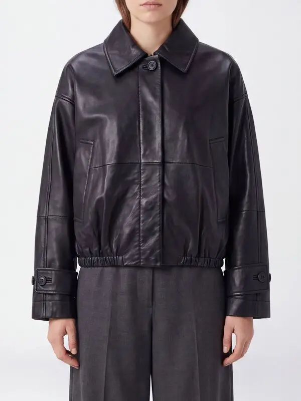 RÓHE Lambskin Leather Shirt Jacket With Dropped Shoulders And Elasticated Hem