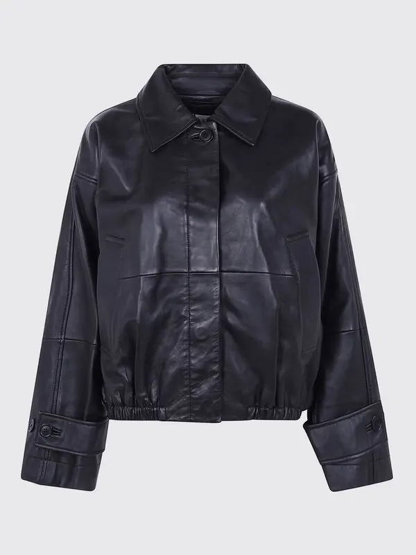 RÓHE Lambskin Leather Shirt Jacket With Dropped Shoulders And Elasticated Hem