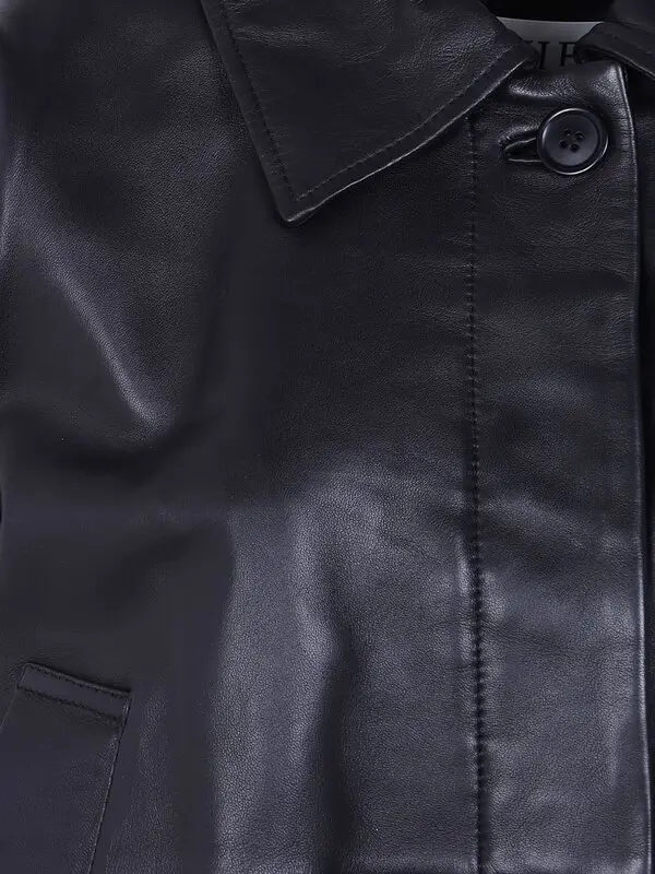 RÓHE Lambskin Leather Shirt Jacket With Dropped Shoulders And Elasticated Hem