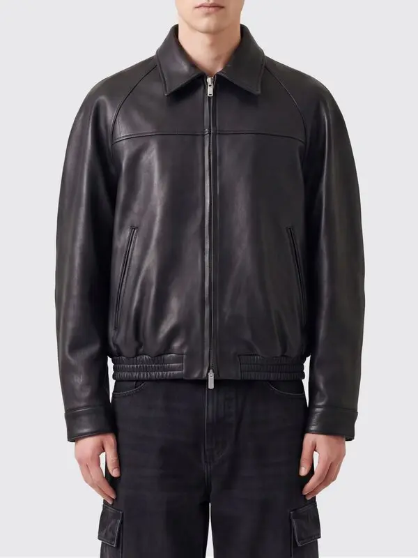 TONYWACK Lambskin Leather Bomber Jacket With Dropped Shoulders And Elasticated Hem