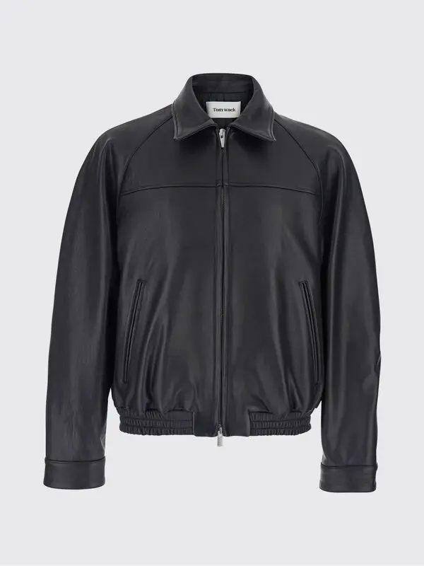 TONYWACK Lambskin Leather Bomber Jacket With Dropped Shoulders And Elasticated Hem