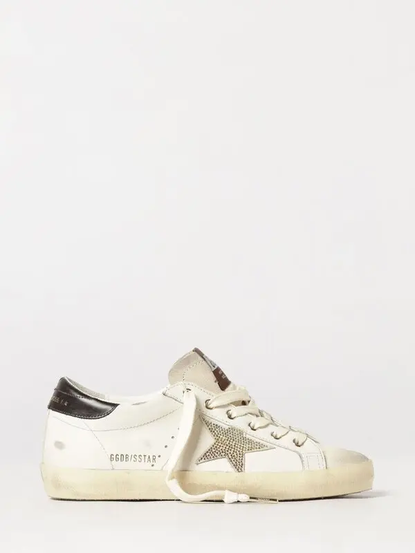 GOLDEN GOOSE Super-star Leather And Suede Sneakers With Rhinestone Logo