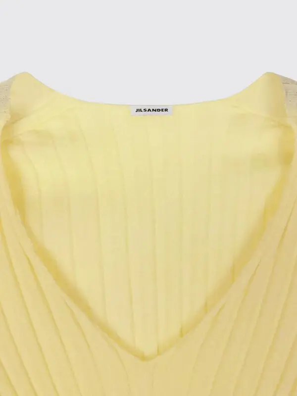 JIL SANDER Slim Fit Ribbed V-neck Jumper In Cashmere And Silk - Lime