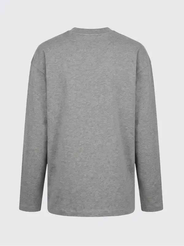 JIL SANDER Long-sleeved Cotton T-shirt With Contrast Logo - Smoke Grey