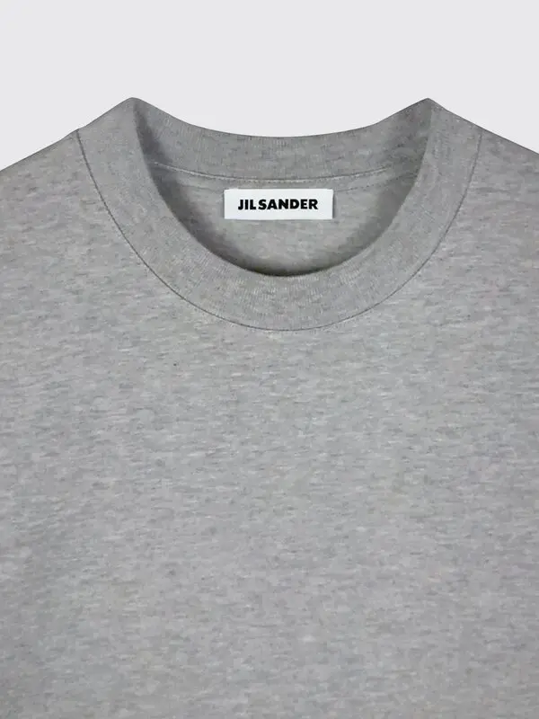 JIL SANDER Long-sleeved Cotton T-shirt With Contrast Logo - Smoke Grey
