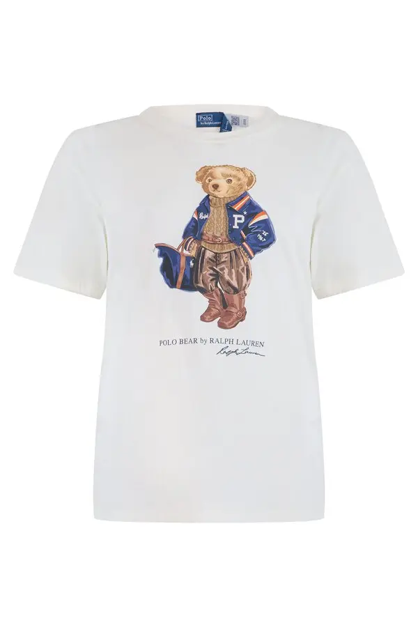 Polo Ralph Lauren Polo Teddy Bear Graphic Cotton T-shirt For - White