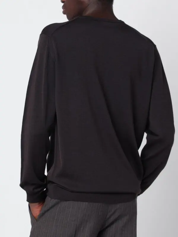 ROBERTO COLLINA Pure Virgin Wool Long-sleeved Crewneck Jumper - Brown