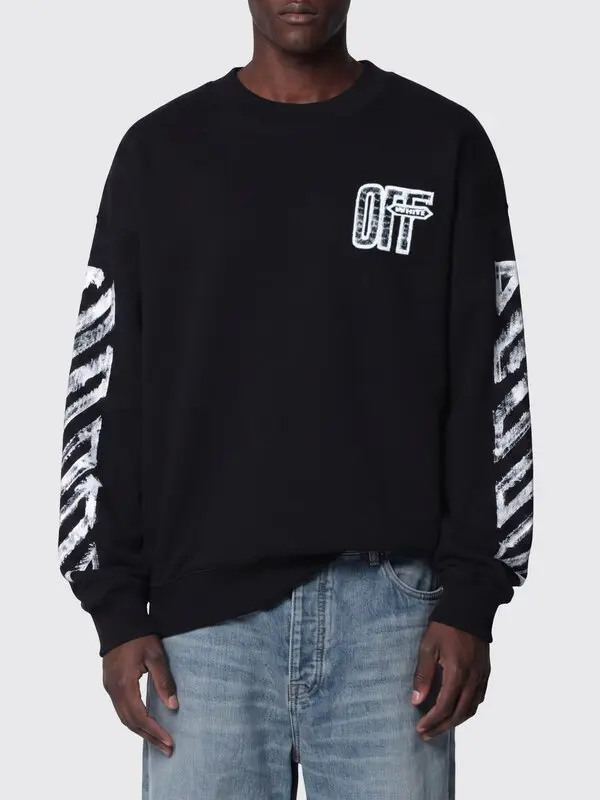 Off-White Oversized Cotton Jumper With Arrow And Diag Print