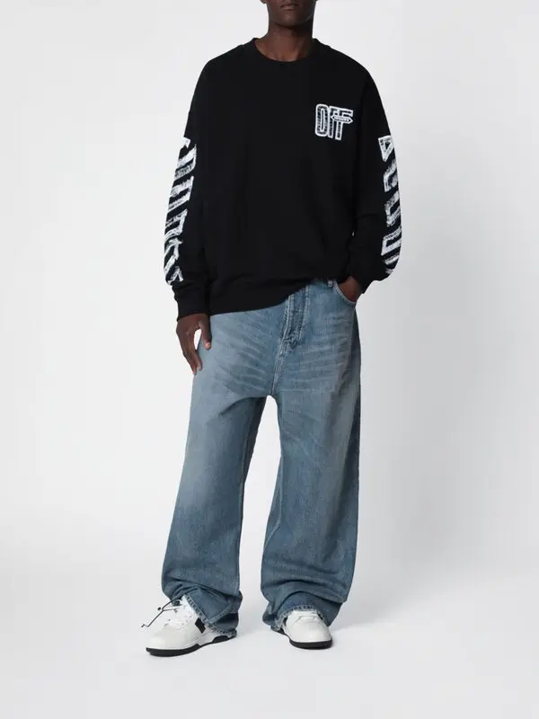 Off-White Oversized Cotton Jumper With Arrow And Diag Print