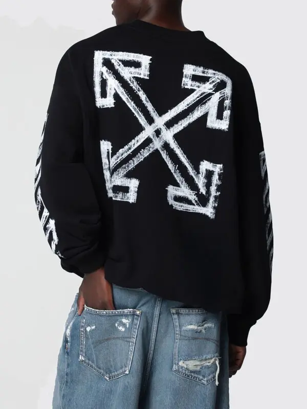 Off-White Oversized Cotton Jumper With Arrow And Diag Print
